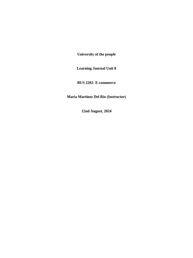 Learning Journal BUS 2202 - E-Commerce | PDF
