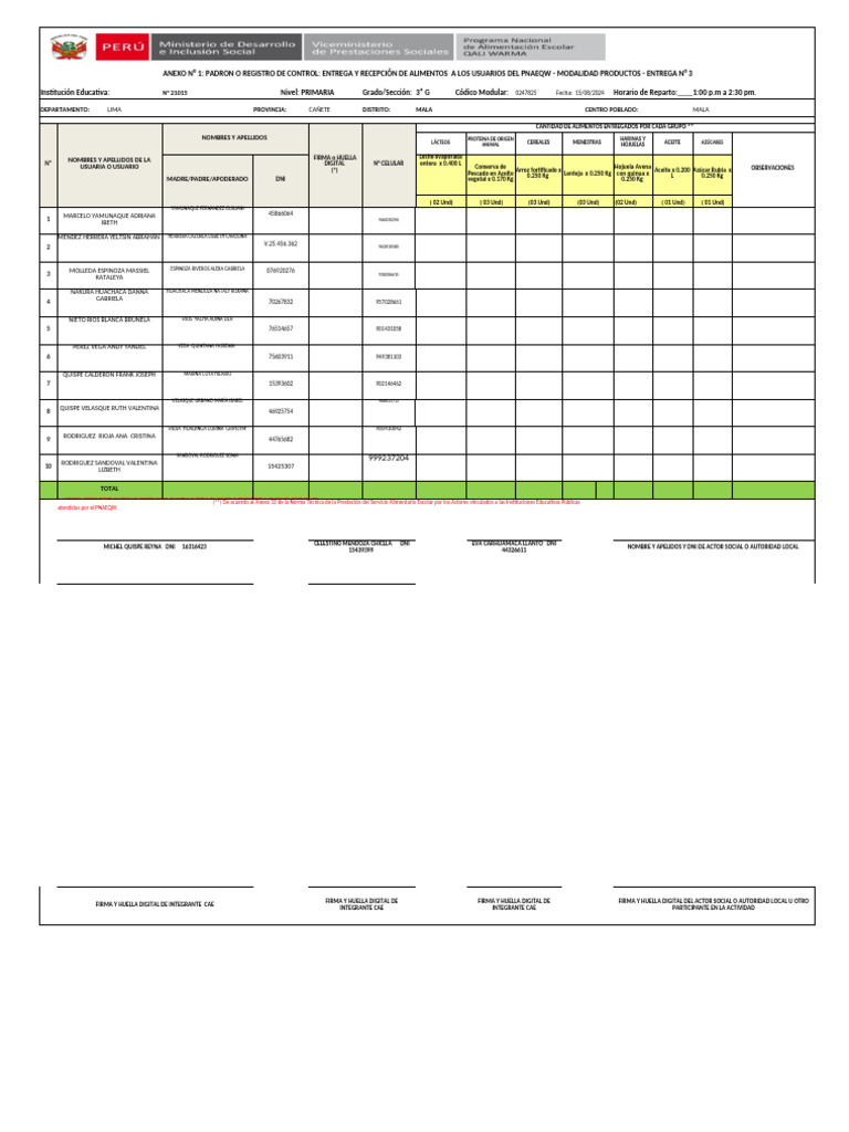 PRIMARIA PADRON EN EXCEL 3ra Entrega 2024 2 | PDF