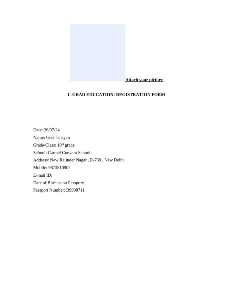 2023 UGrad Education Registartion Form | PDF