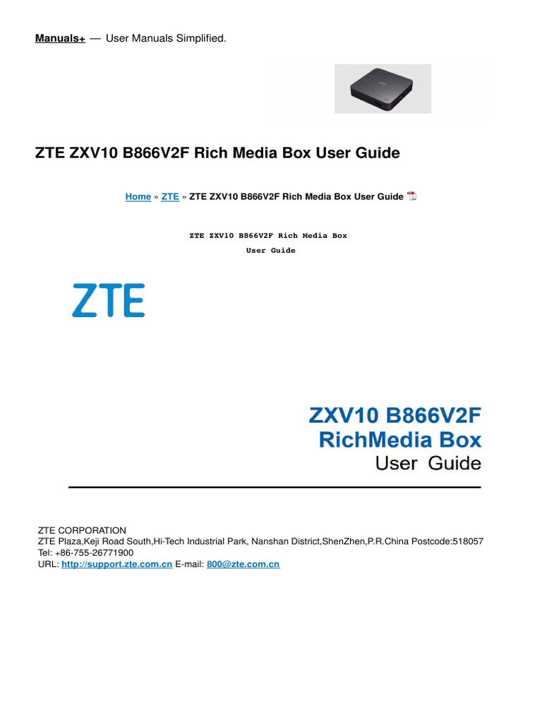 zxv10 b866v2f Rich Media Box Manual | PDF | Electromagnetic ...