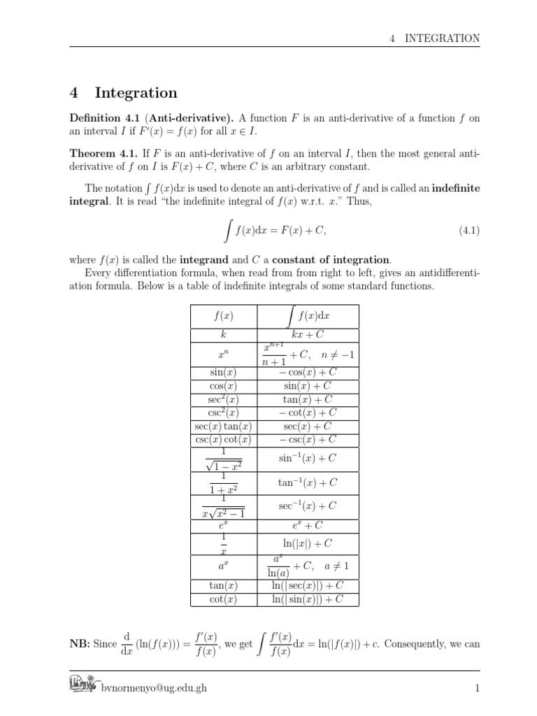 Math 122 Notes Integration | PDF