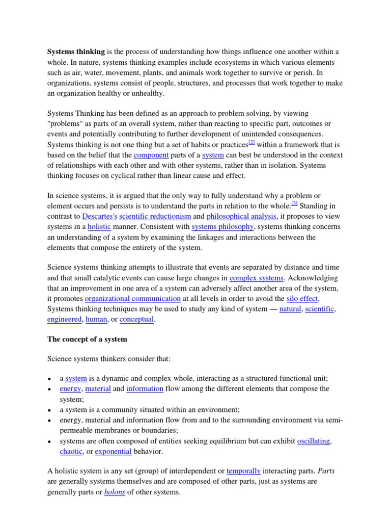 Systems Thinking Pdf Systems Thinking System