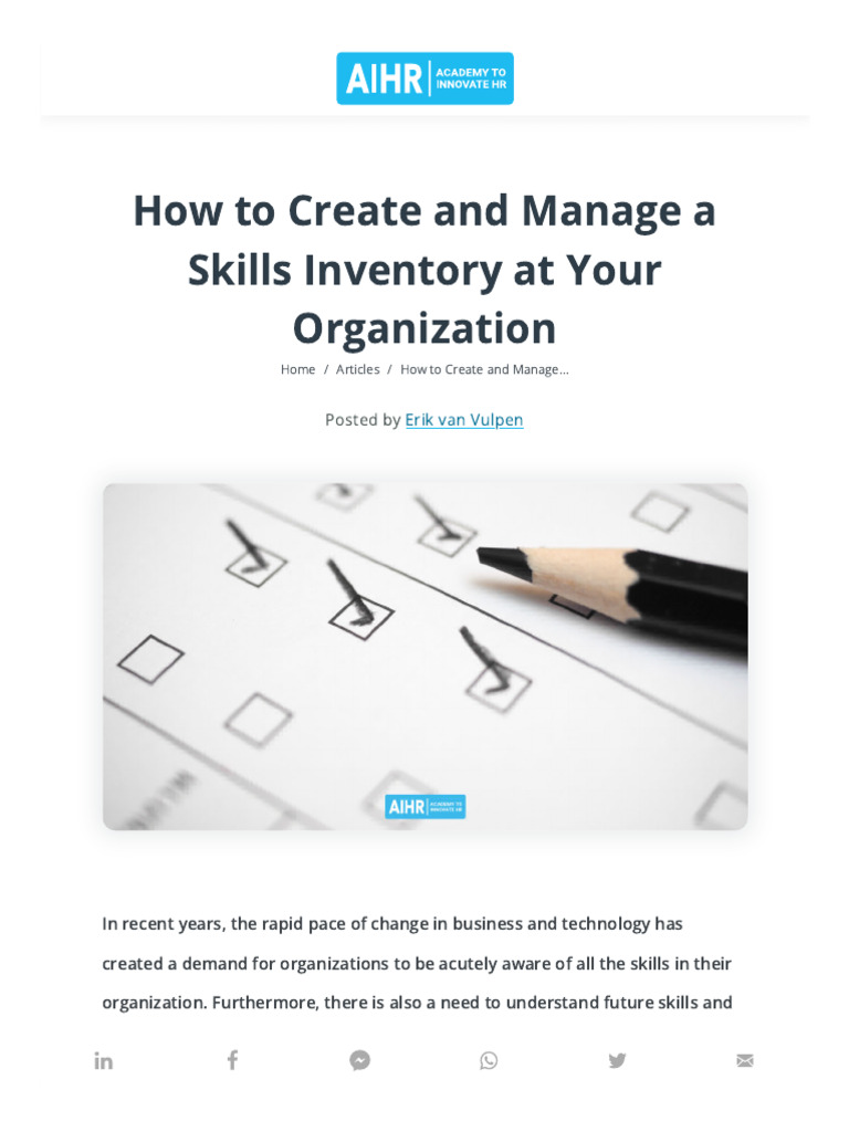 How To Create and Manage A Skills Inventory at Your Organization | PDF