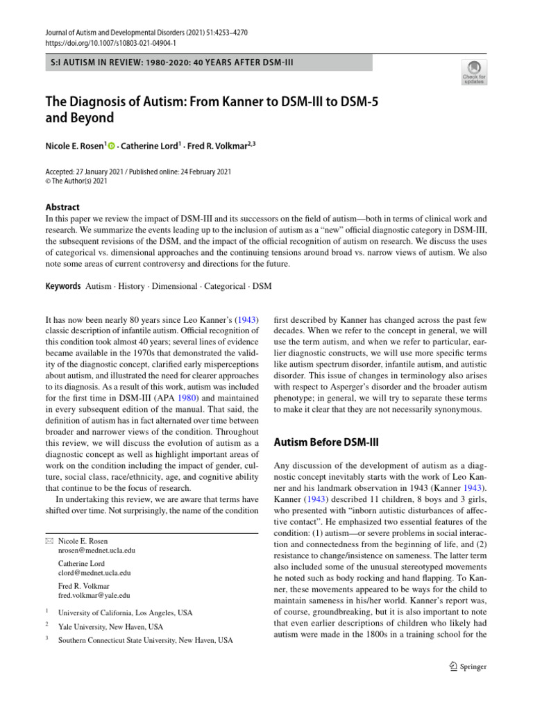 The Diagnosis Of Autism Pdf