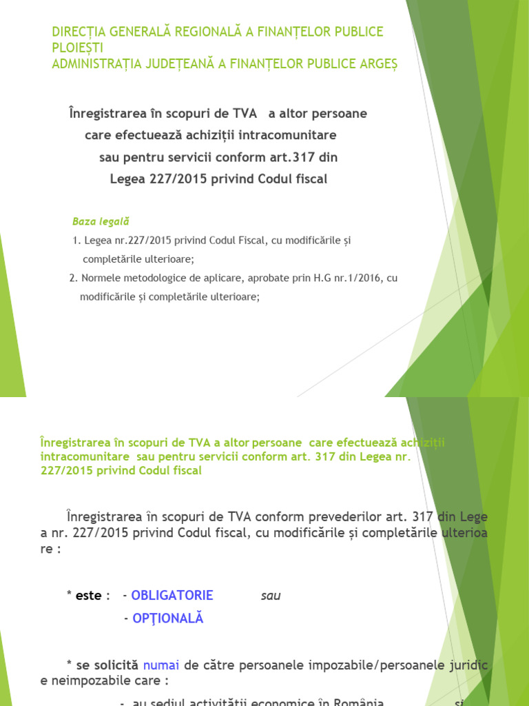 Inreg Scopuri TVA | PDF