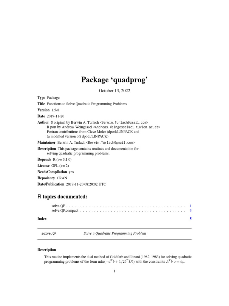 Quadprog | PDF