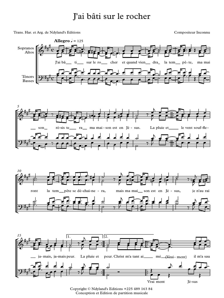 J'ai Bati Sur Le Rocher - Partition Complète | PDF
