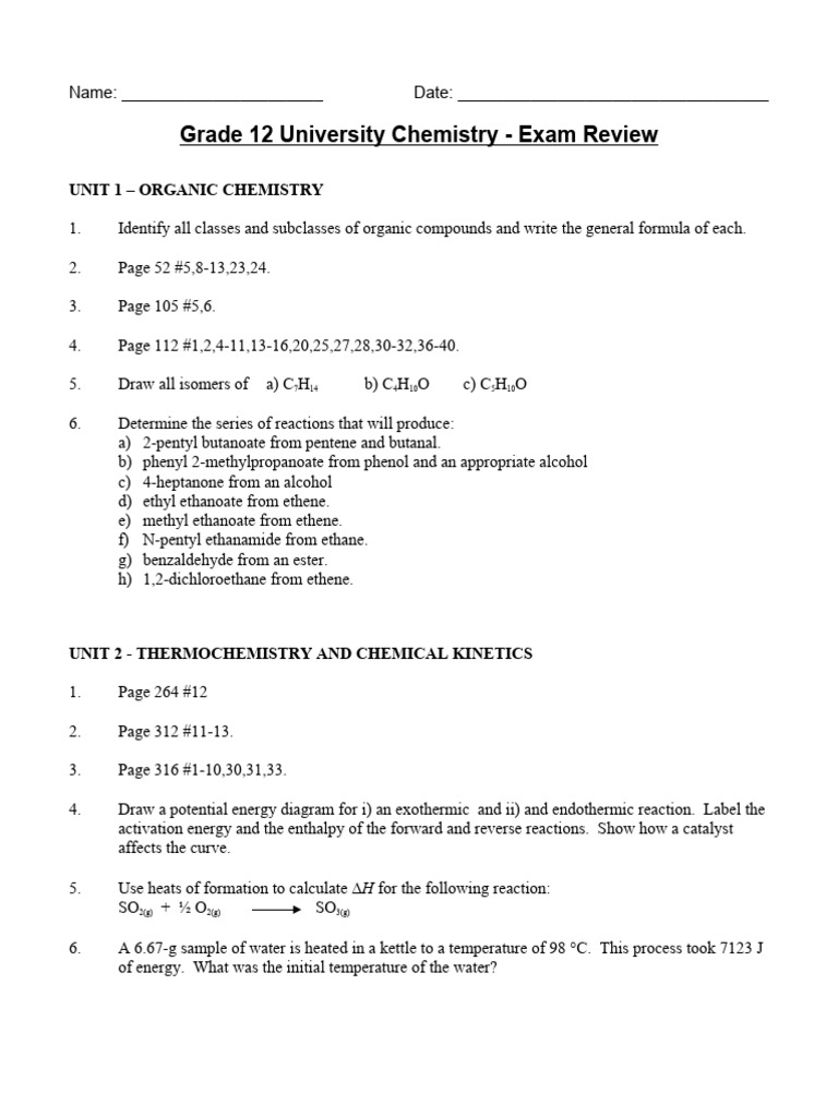 Exam Review - Chemistry (All Units) | PDF