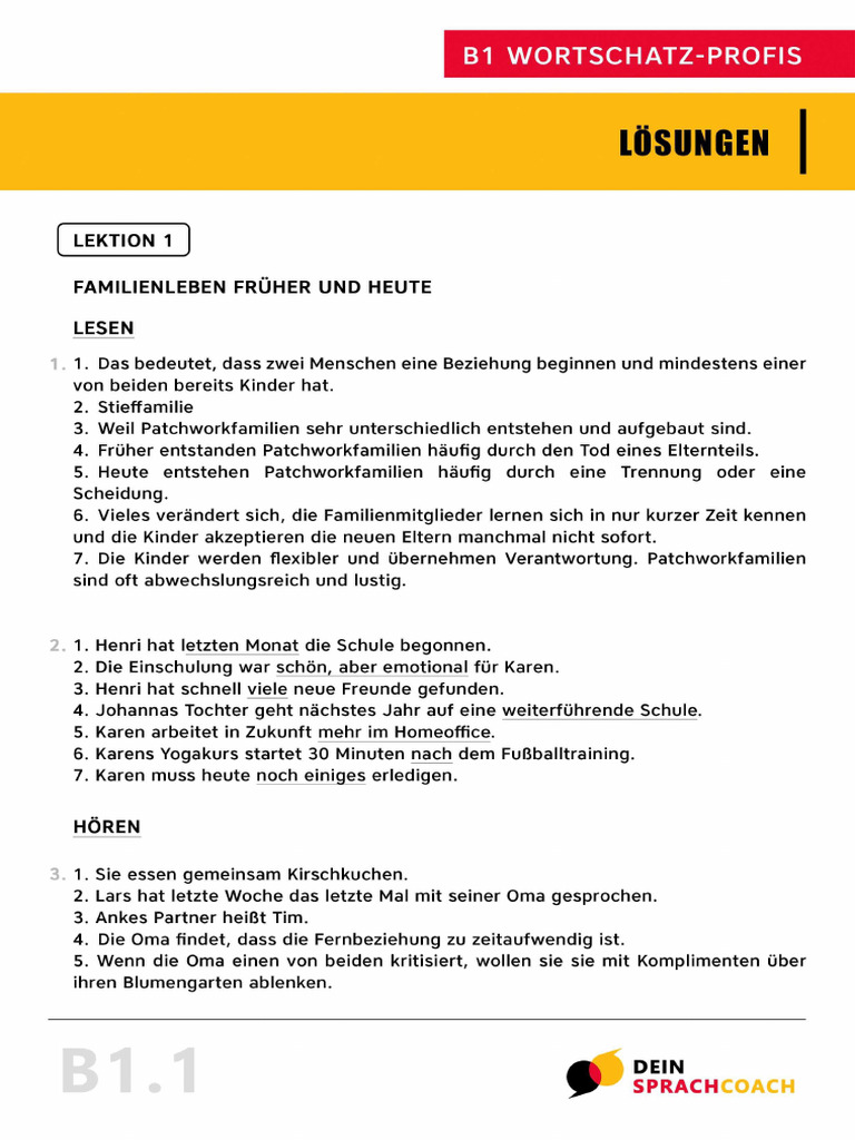 Lösungen b1 Wortschatz-Profis | PDF