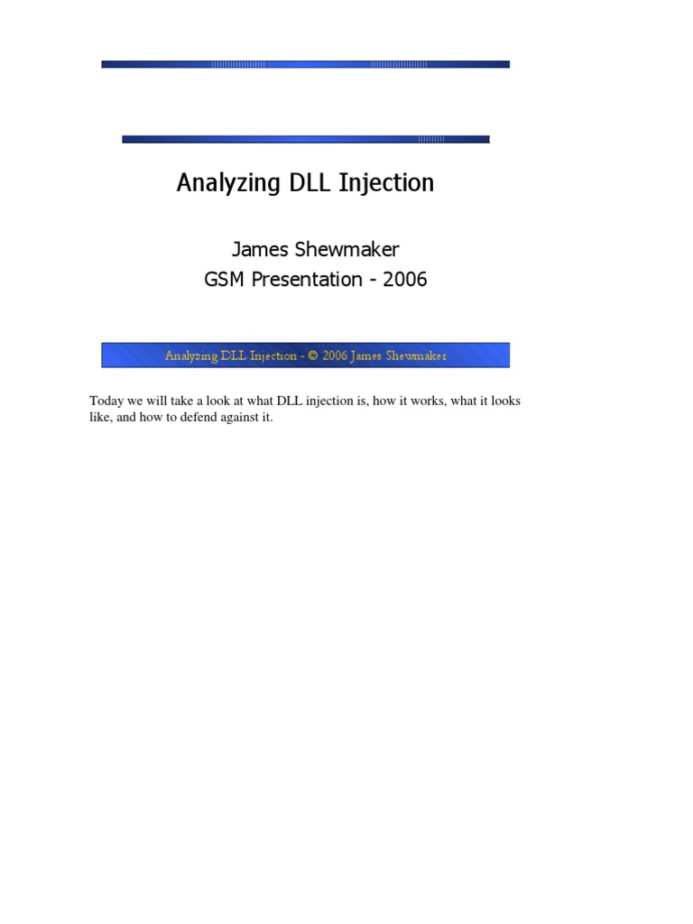 Analyzing DLL Injection by James Shewmaker (2006) | PDF | Library ...