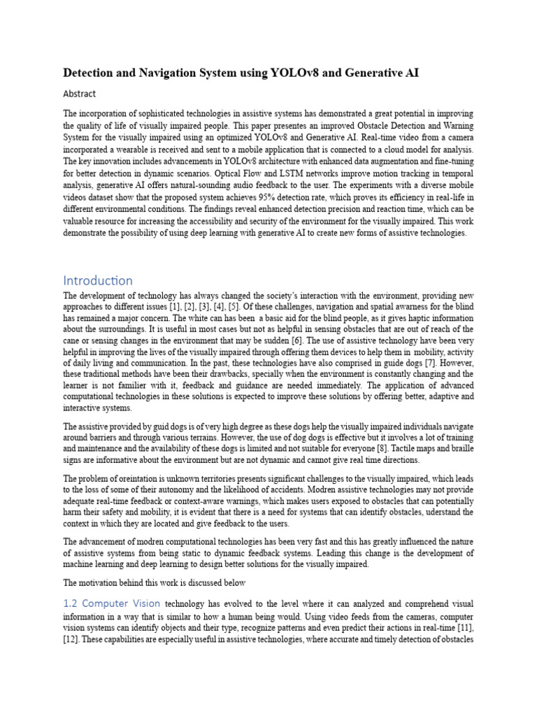 Navigation System Using YOLOv8 | PDF | Computer Vision | Artificial Intelligence