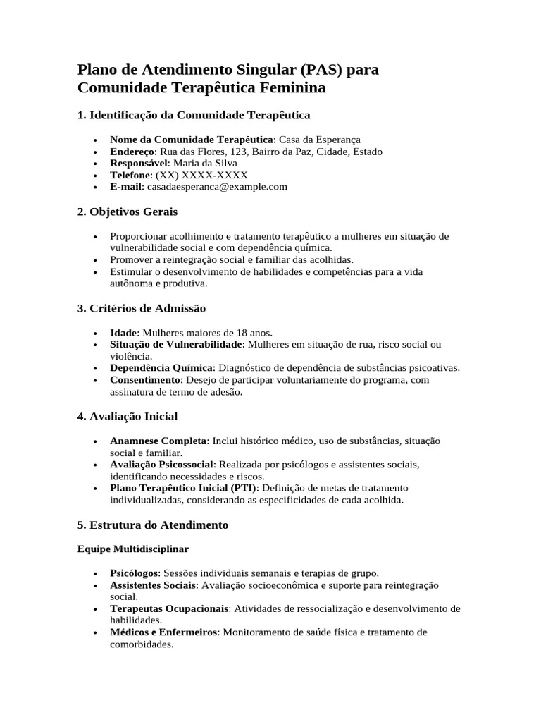 Modelo Plano de Atendimento Singular | PDF