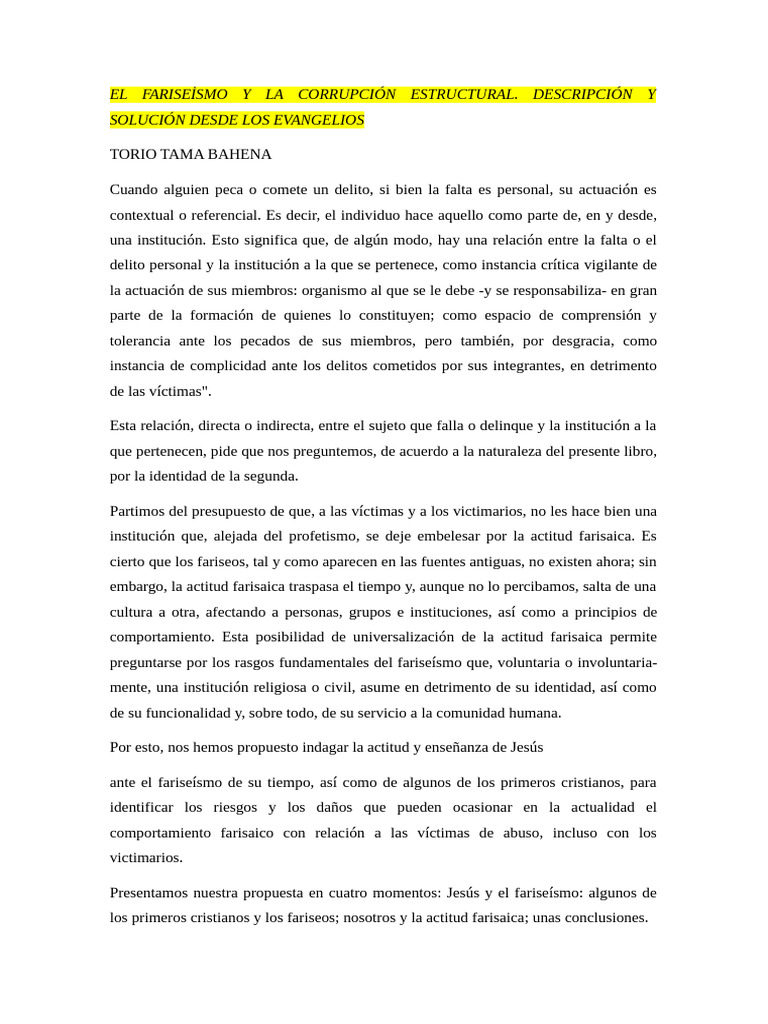 EL FARISEİSMO Y LA CORRUPCIÓN ESTRUCTURAL Padre Ofilio 14 DE AGOSTO ...