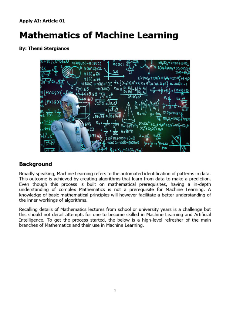 Mathematics of Machine Learning - 1551682177 | PDF