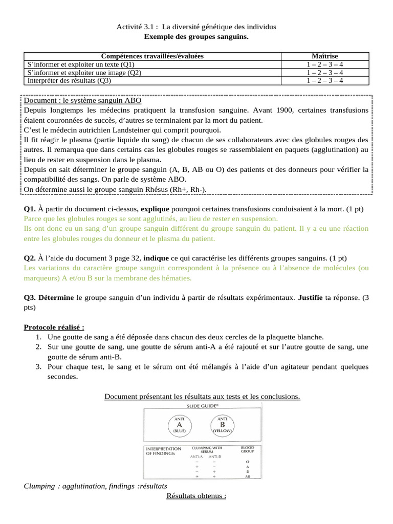 Corrections Activité 3.1, Exercice Et Bilan | PDF