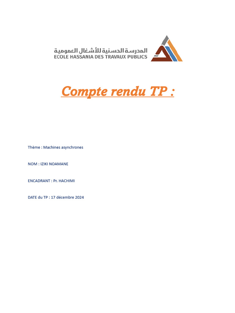 Compte Rendu TP:: Thème: Machines Asynchrones | PDF