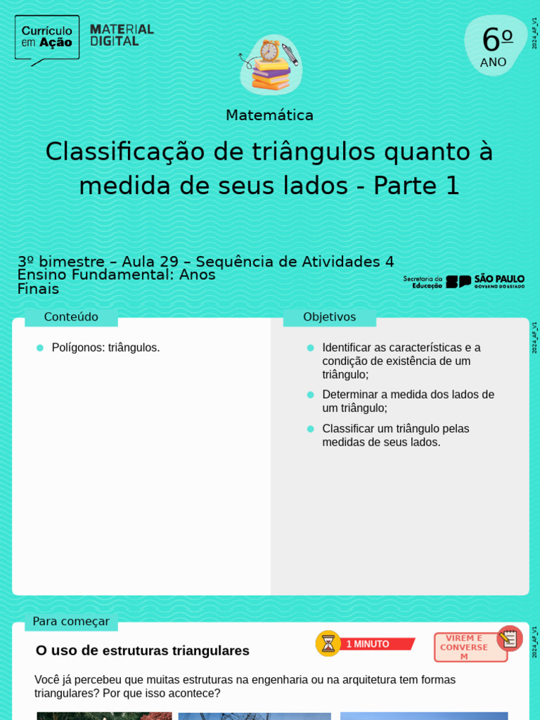 Aula 29 - Triângulos Elementos e Classificação Quanto À Medida de Seus ...