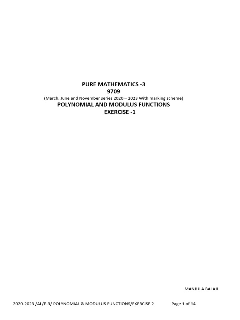 P3 - Polynomials and Modulus Fn-Ex 1 (With MS) | PDF