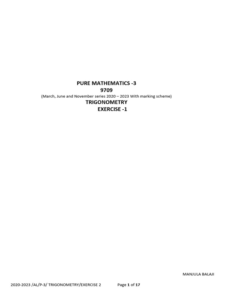 P3- Trigonometry Ex_1 With Ms | PDF