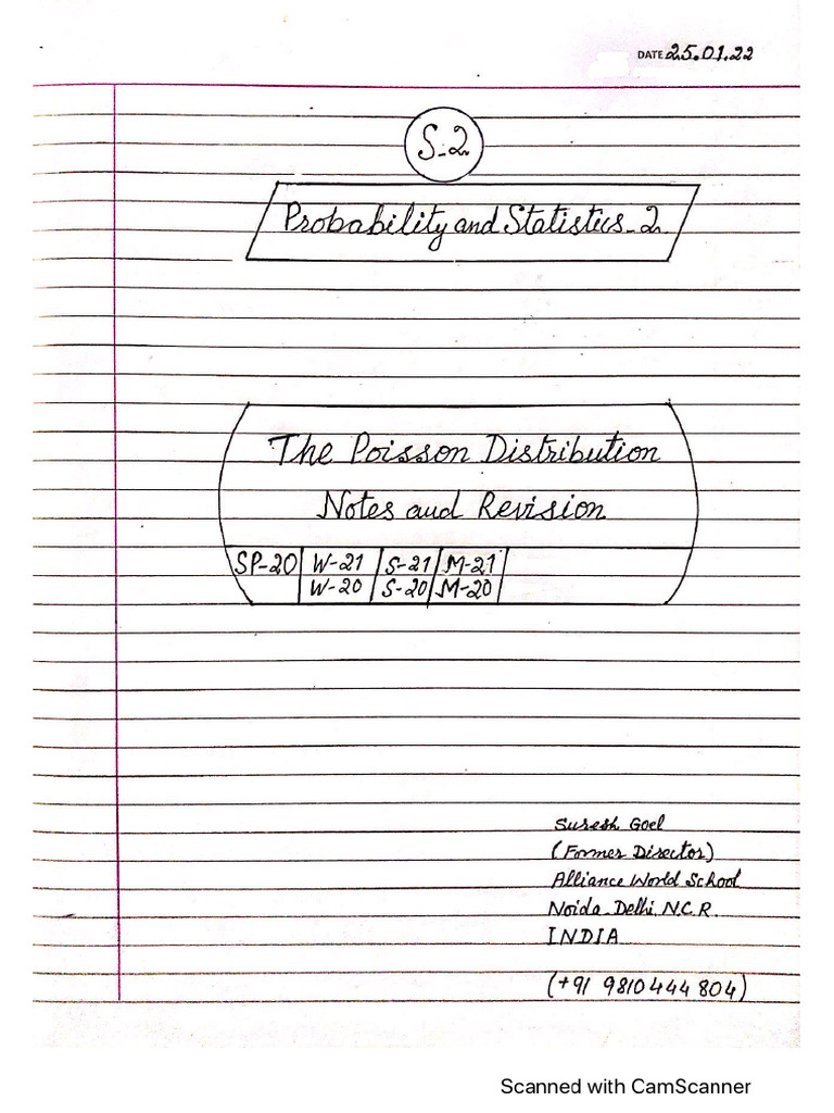 S2-The Poisson Distribution- Notes and Revision | PDF