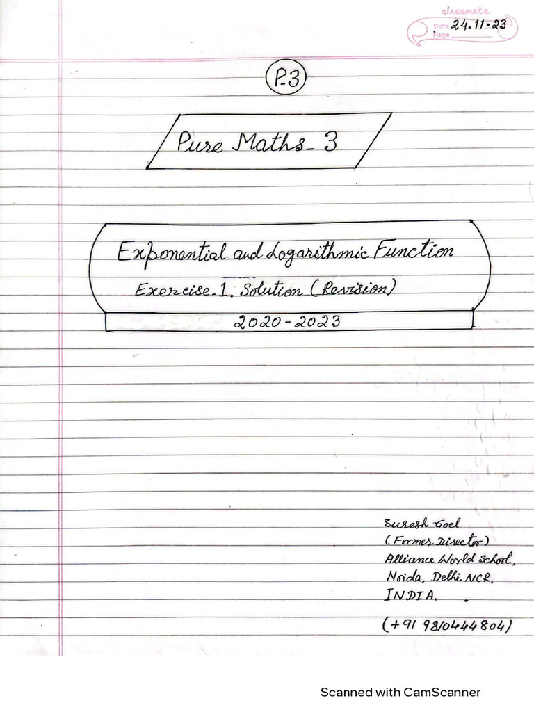P3 - Exponential and Log Fn-Ex 1-Solution (Revision) | PDF
