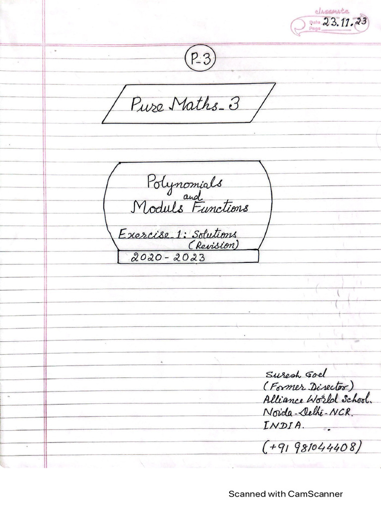 P3 - Polynomials and Modulus Fn-Ex 1-Solution (Revision) | PDF
