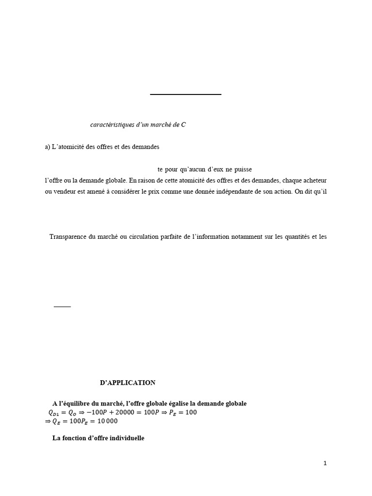 Corrigé Micro 1 - Fiche de TD 3 Marchés Et Prix 2023-2024 | PDF