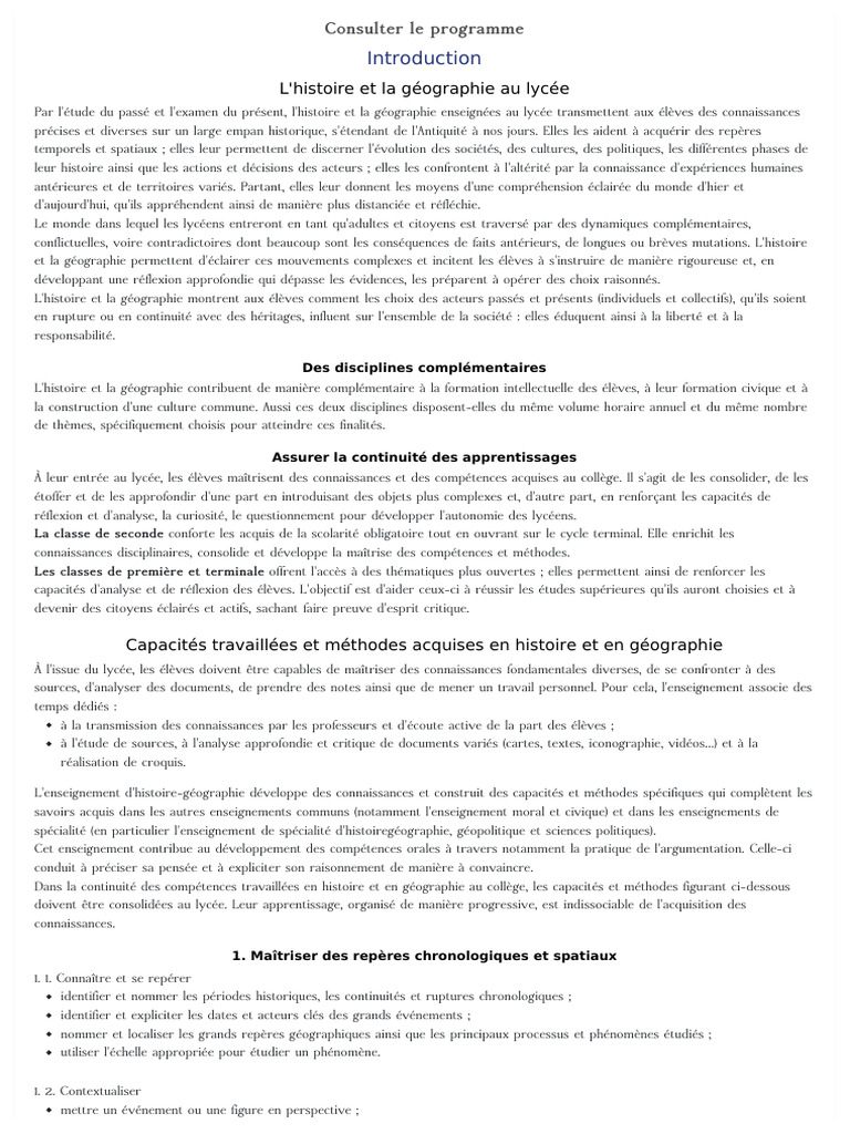 2nde Histoire Consulter Le Programme | PDF | Social Science