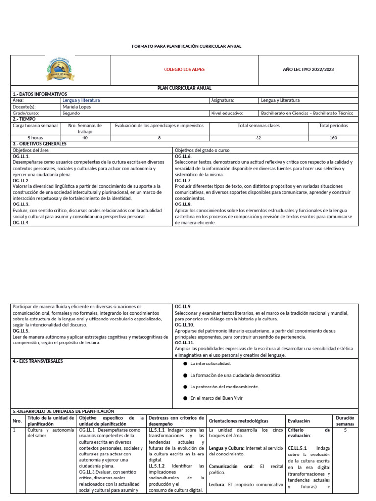 Pca 2do Bgu LL | PDF