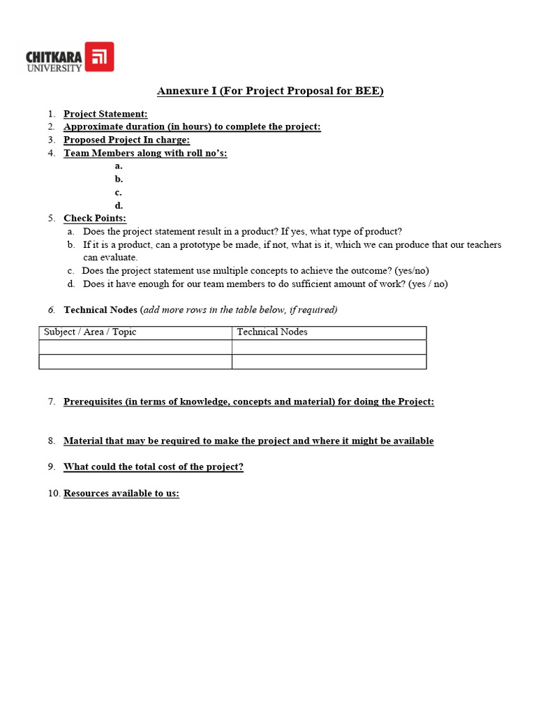 Project Proposal Format Bee | PDF
