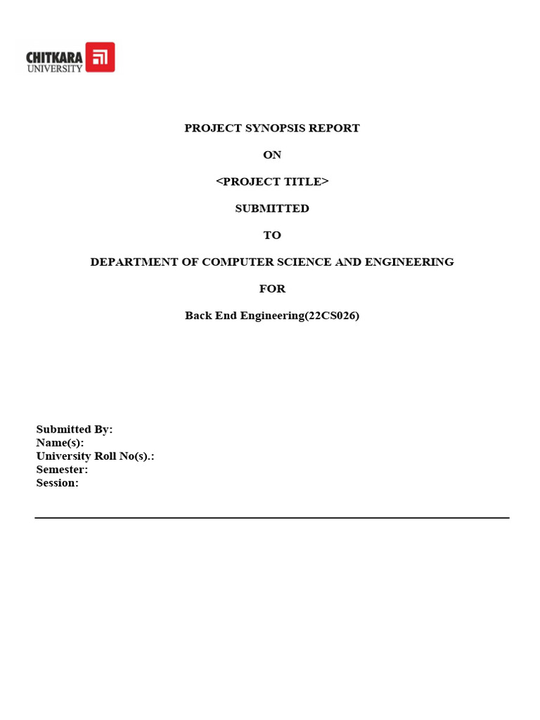 Bee Project Synopsis Format | PDF