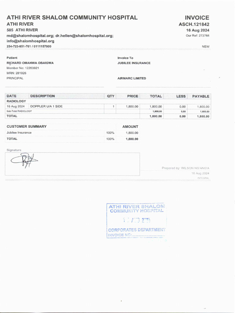 RICHARD OMANWA Invoice | PDF
