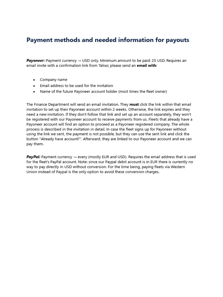 Intro 3 - Payment Methods and Needed Information For Payments | PDF ...