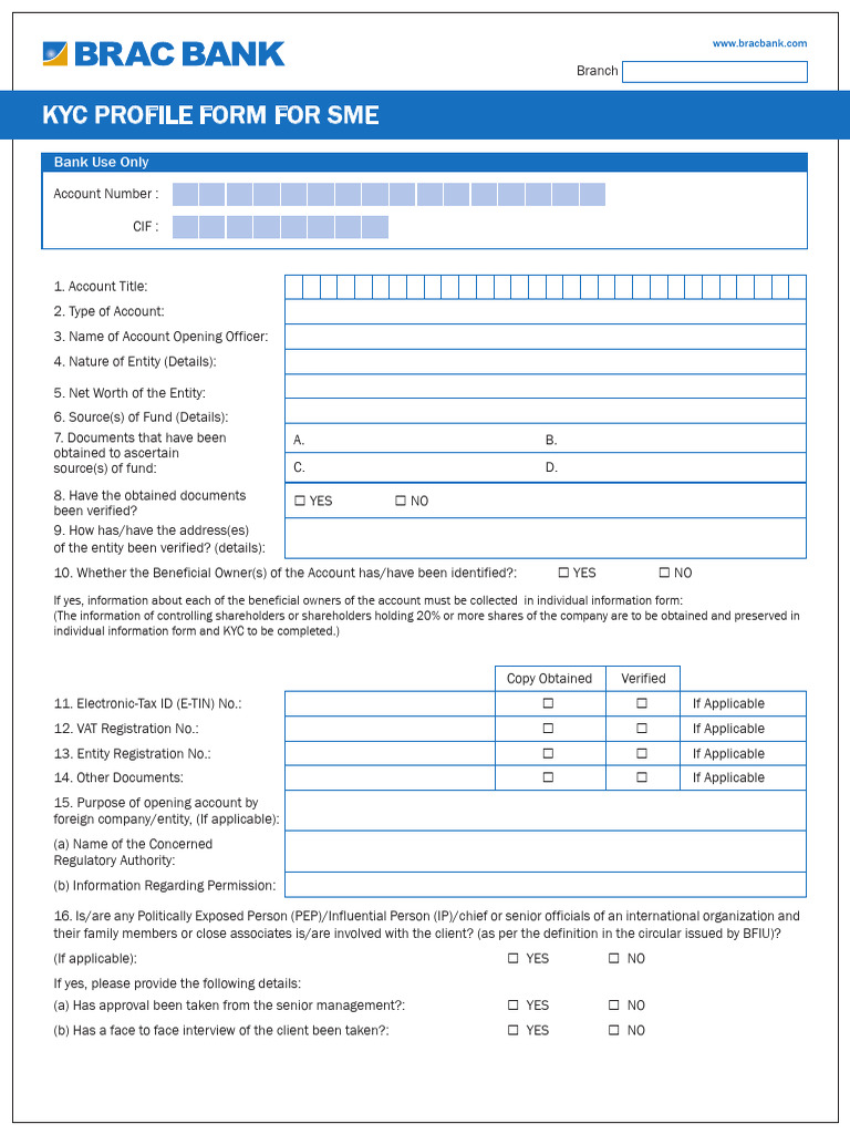 KYC Profile Form For SME | PDF