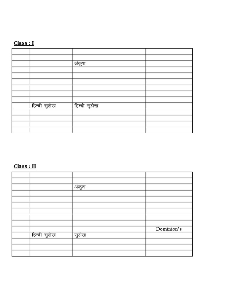 Book List Class 1 To 10 | PDF