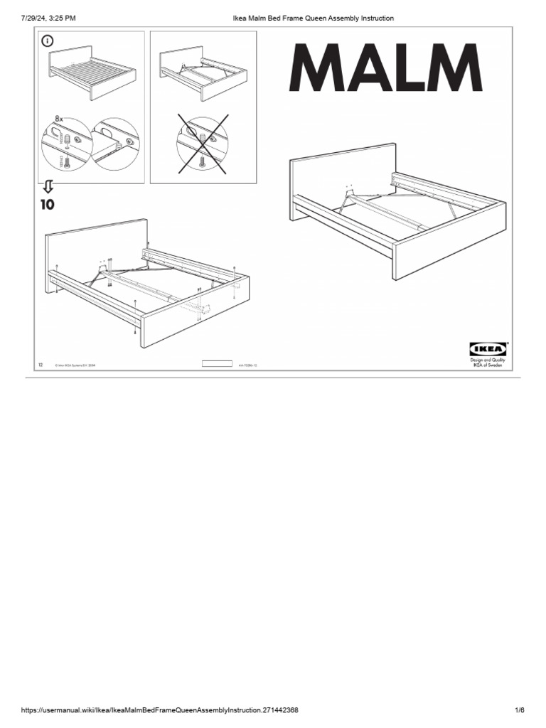 Ikea Malm Bed Frame Queen Assembly Instruction | PDF