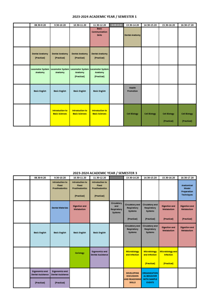 Guz Donemi 2023 2024 Haftalik Ders Programi Ingilizce | PDF