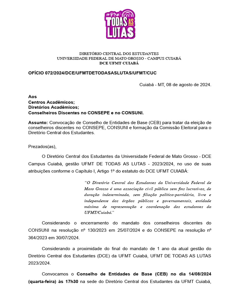 OFICIO 072 DCE CAsDAs Assinado | PDF