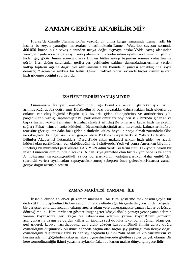 Zaman Geriye Akabilir Mi | PDF