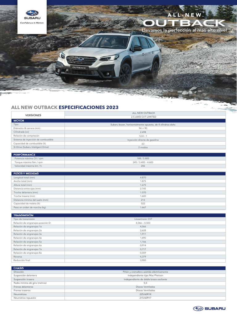 Spec All New Outback 2023 | PDF | Land Vehicles | Vehicles