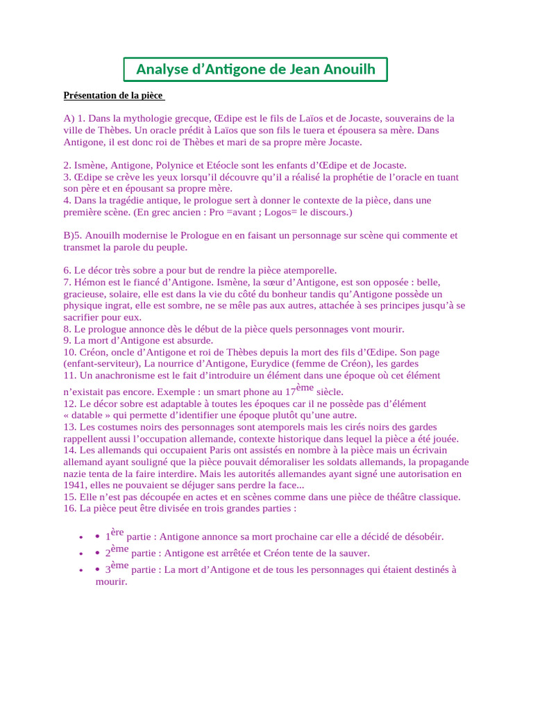 Analyse D'antigone 3 | PDF