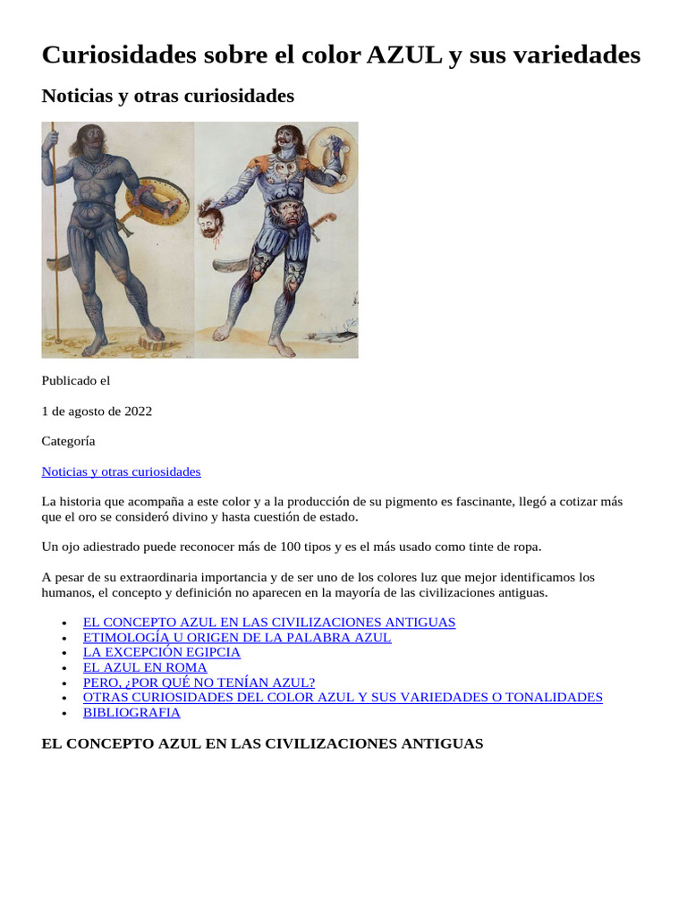 Historia y Curiosidades del Color Azul | PDF | Color | Azul