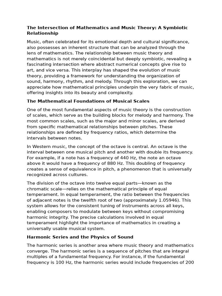 The Intersection of Mathematics and Music Theory | PDF | Harmony | Art