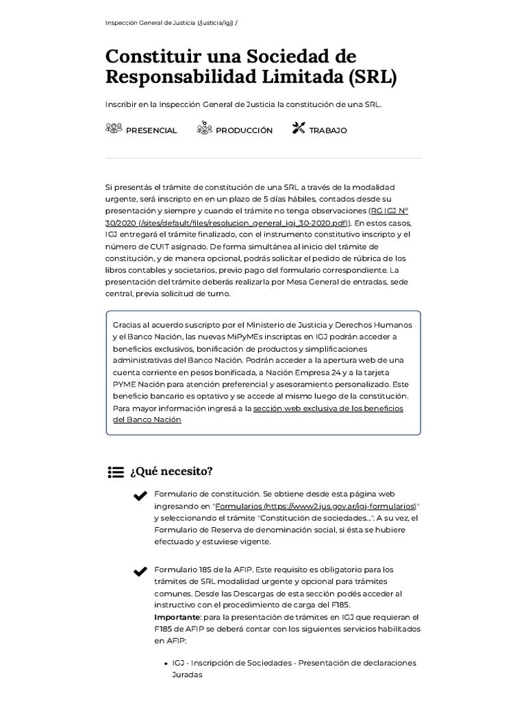 Constituir Una Sociedad de Responsabilidad Limitada (SRL) | PDF