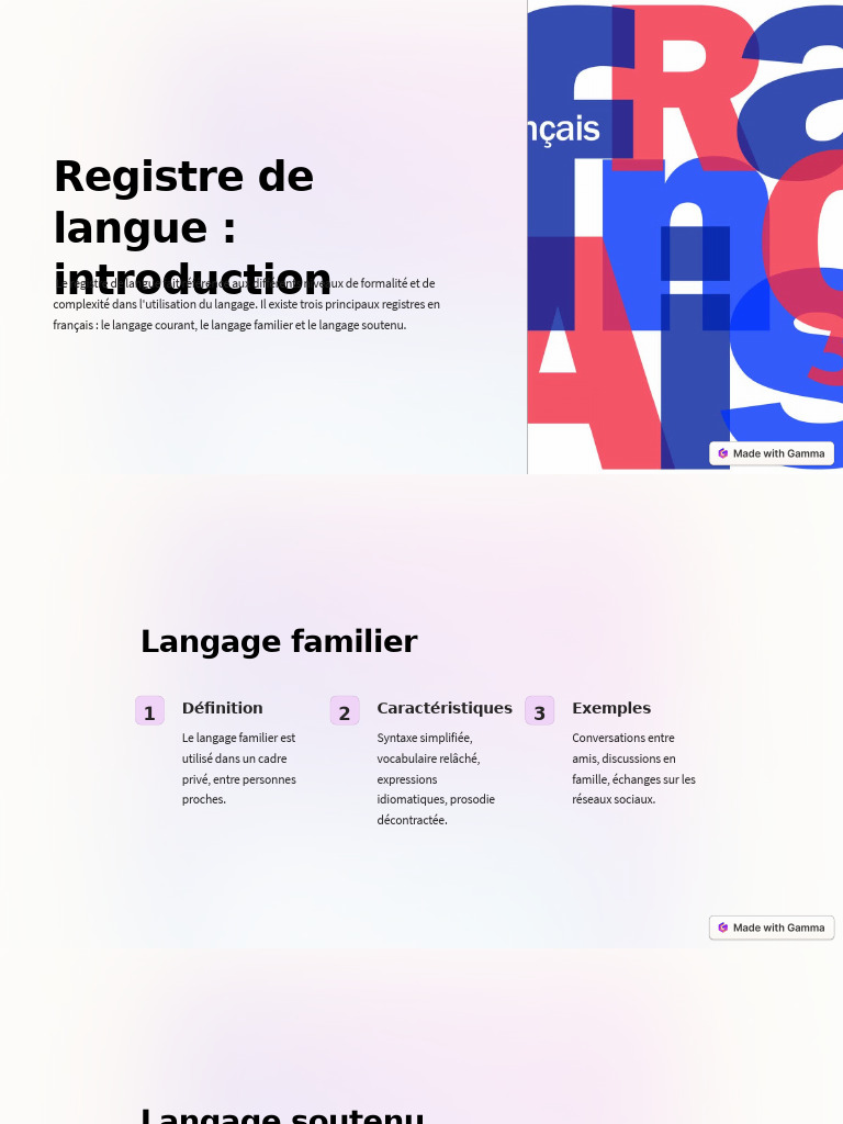 Les trois registres de langue en français | PDF | Variétés et styles ...