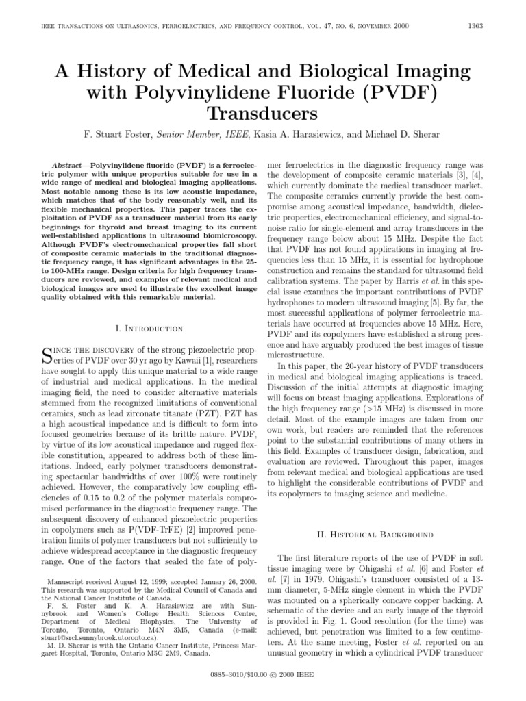 A History of Medical and Biological Imaging With Polyvinylidene ...