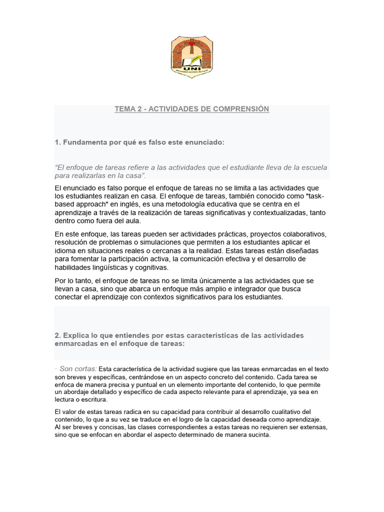 M4 - Tema 2 Act. Comprensión | PDF