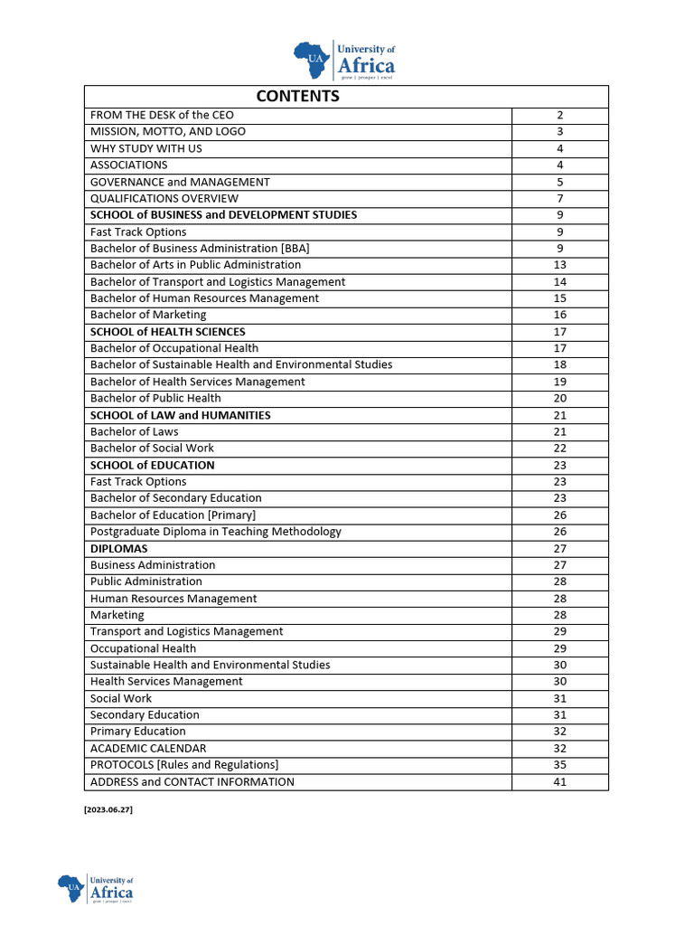 UA - 2024-2025 - Prospectus-1 | PDF