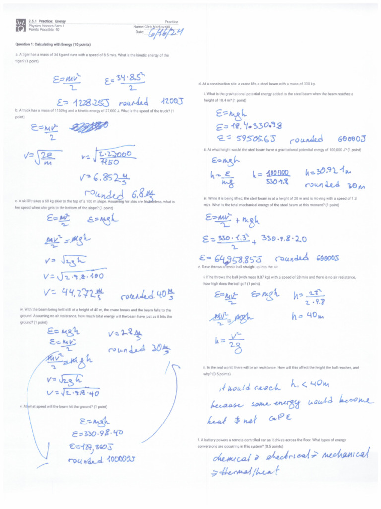 Apex Learning Honors Physics Unit 2 Practice Complete | PDF