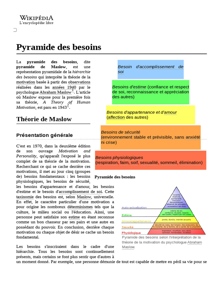 Pyramide Des Besoins | PDF